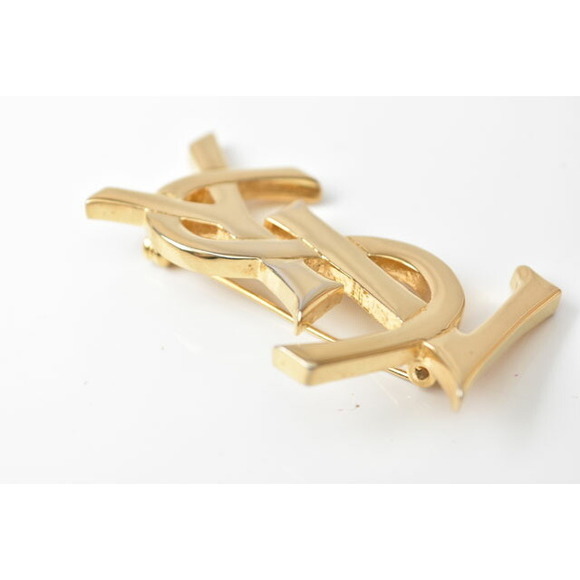 Saint Laurent | Bags | Saint Laurent Brooch Monogram Ysl Logo Gold ...
